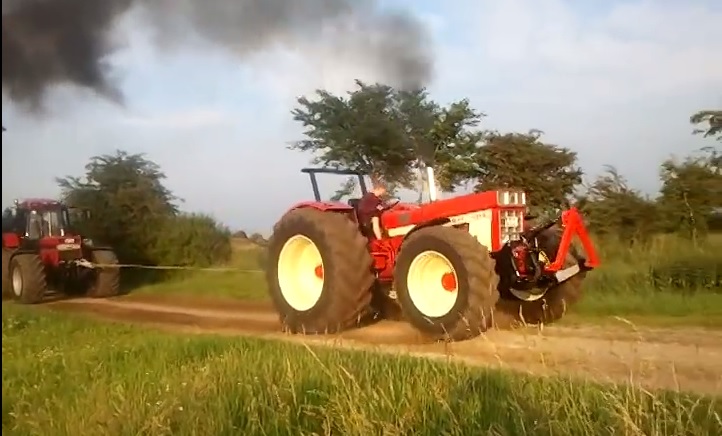 Practicing for tractor pulling