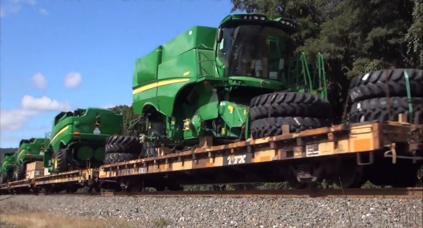 John Deere Combine Train Eastbound on the PITL
