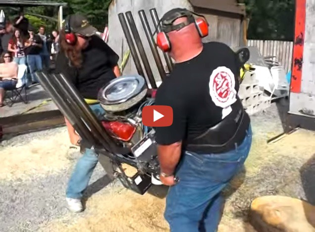 V8 chainsaw hotsaw double your FUN cut