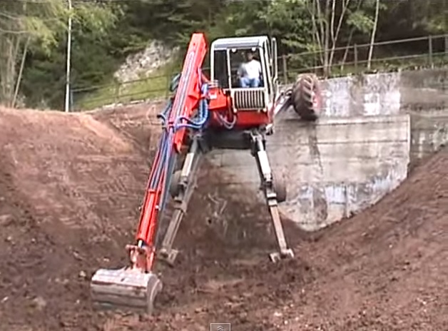 A cool machine skilled operator acrobatic excavator