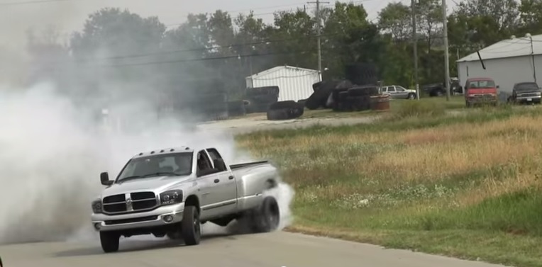 CRAZY Dually Truck Fishtail Burnout Video!