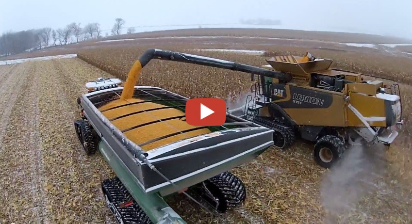 Jensen Grain Farms Harvesting Corn in early Nov. Snow (Greene, Iowa ...