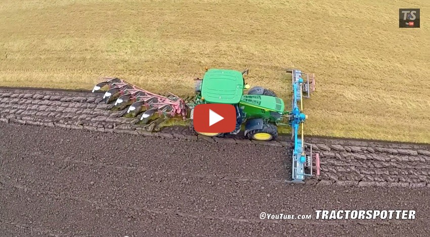 Plowing and seedbed preparation in one pass with a John Deere 7280R with Kverneland 5 furrow EG ...