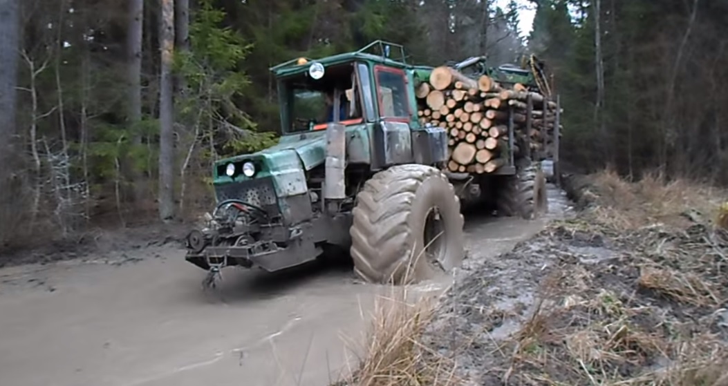 Homemade forwarder, difficult road