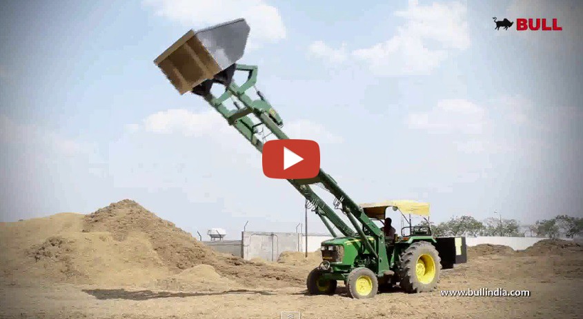 Bull Telescopic Loader on John Deere Tractor Handling Husk