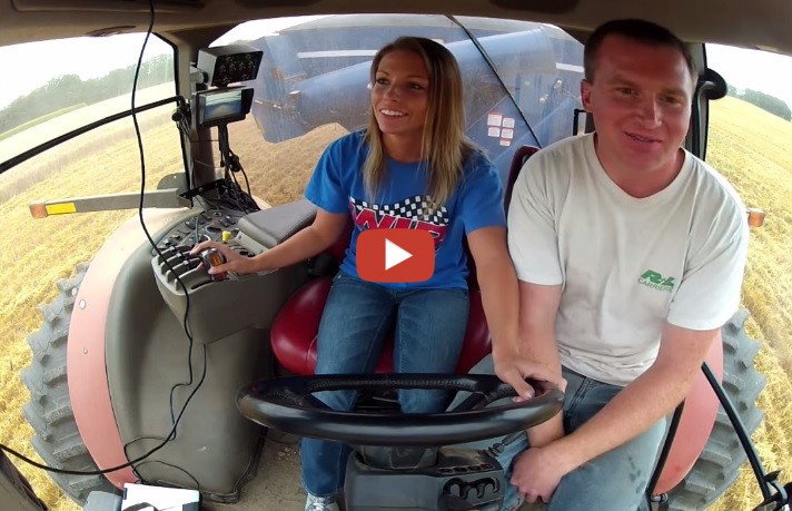 Beautiful Girl driving Case IH 305 Magnum Tractor with Kinze grain cart ...