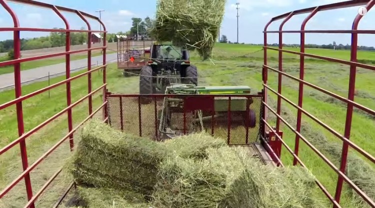 Square Baling Hay at Rolling Oaks Farm West of Elgin, Illinois 2015 ...
