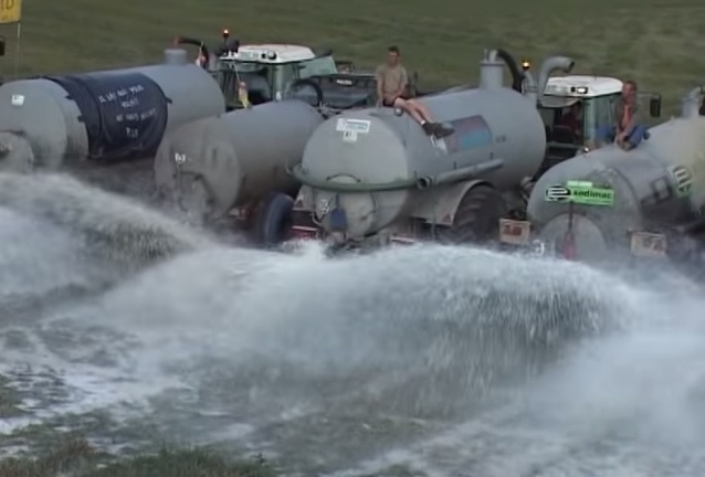 European dairy farmers dump milk in massive protests
