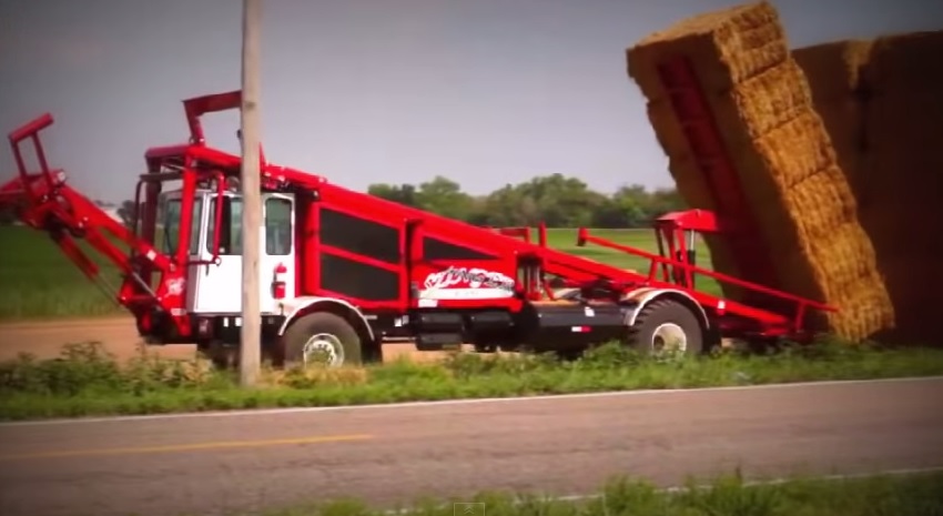 World's Fastest Bale Stacke. Straw stacking, Southcentral Kansas. The ...