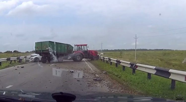 Drunk driver crashed into tractor