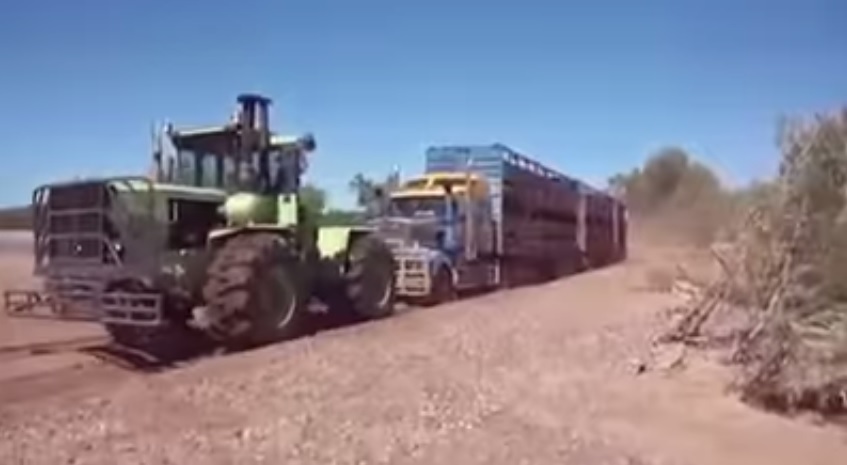 Tractor pulling Road Train Convoy