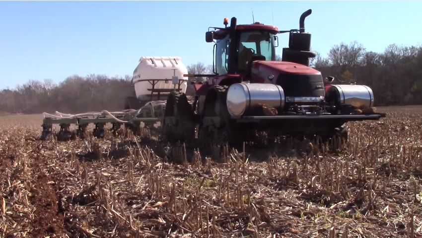 Othman 1tRIPr 16 Row Strip-Till Machine pulled by a Case IH 470 RowTrac ...