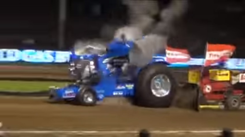 New Holland Pulling Tractor explodes into many pieces