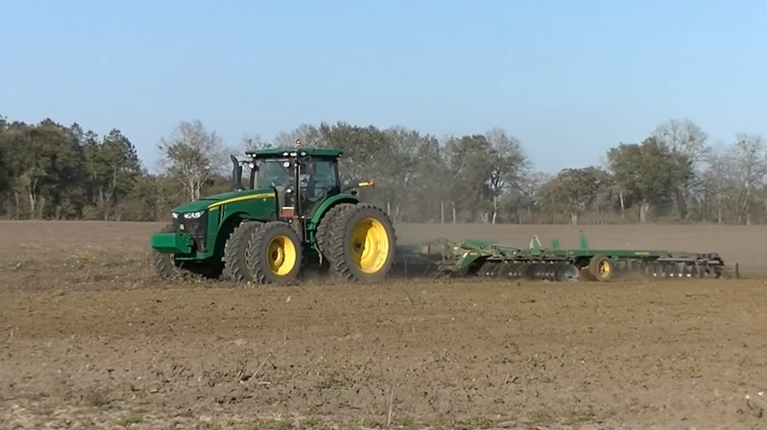 Scott Farms out of Brinson, Georgia begins their spring tillage by disking a field that had been ...