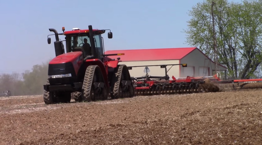 Case IH 400 RowTrac working soybean stubble under with a Case IH 375 Tru-Tandem Disk and 4400 ...