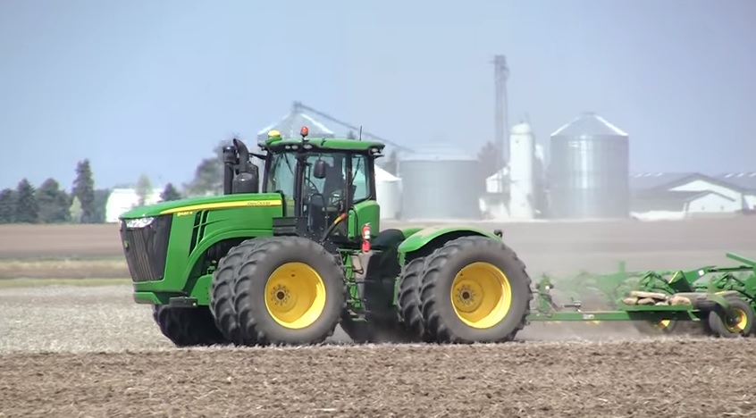 A John Deere 9460 R Tractor Near Genoa, Illinois on April 23, 2016 ...