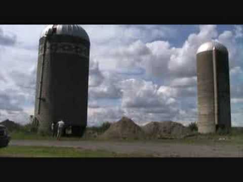 Knocking down a silo, demolition