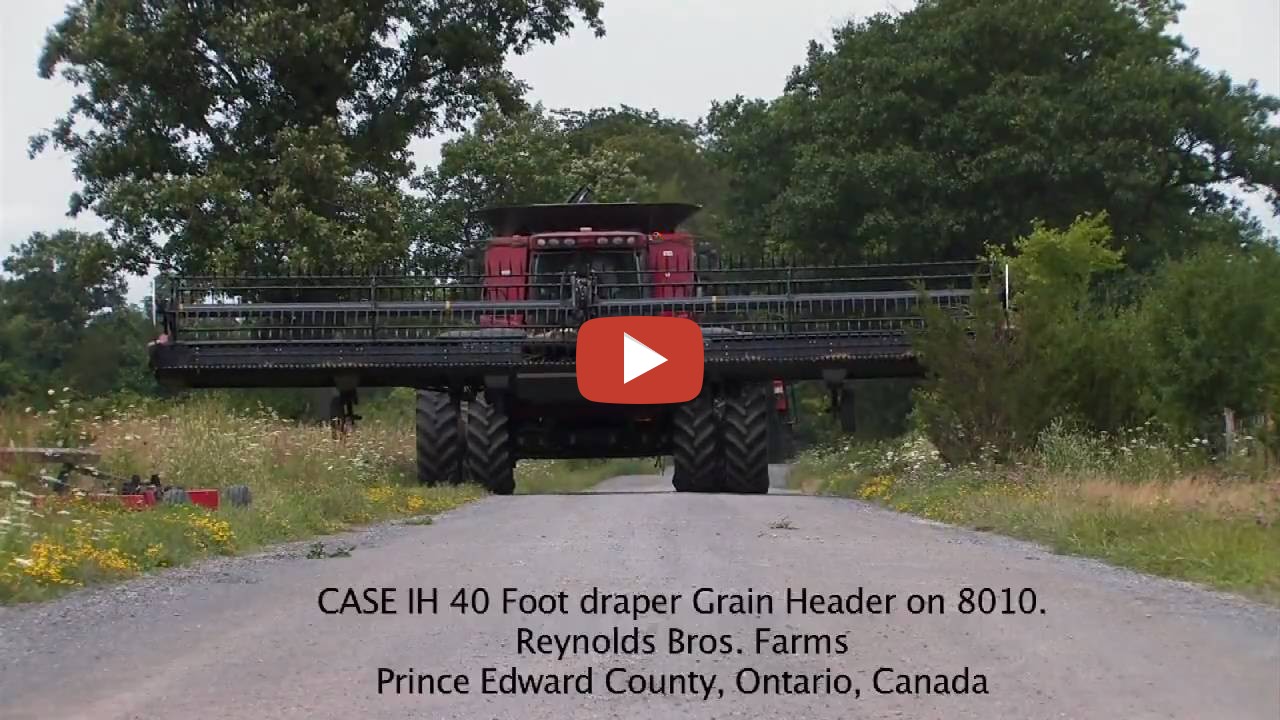 40' Draper Grain Header, Case IH 8010 Combine -- Crowe Productions