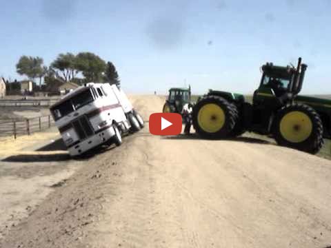 Pulling Over Rolled Semi Full of Corn