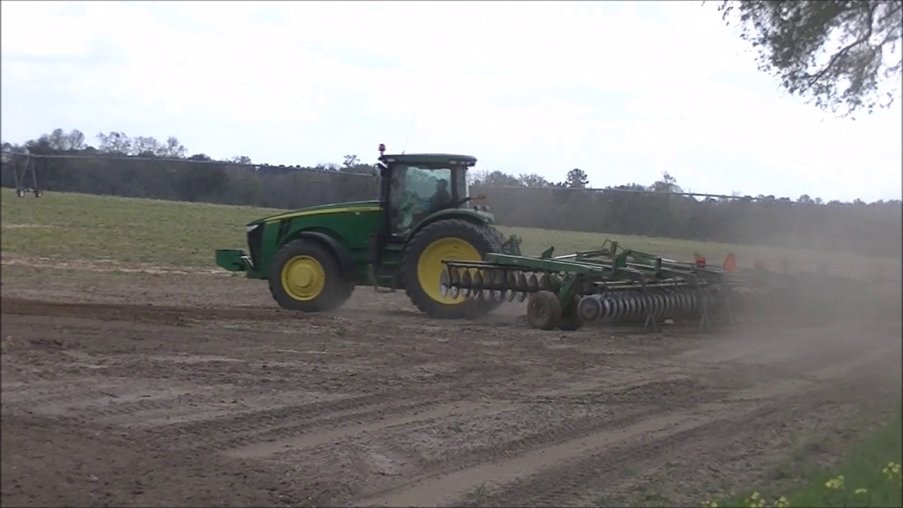JOHN DEERE 8245R DISKING WITH A JOHN DEERE 637 DISK. SCOTT FARMS 2017 PEANUT TILLAGE 2 -- Terry ...