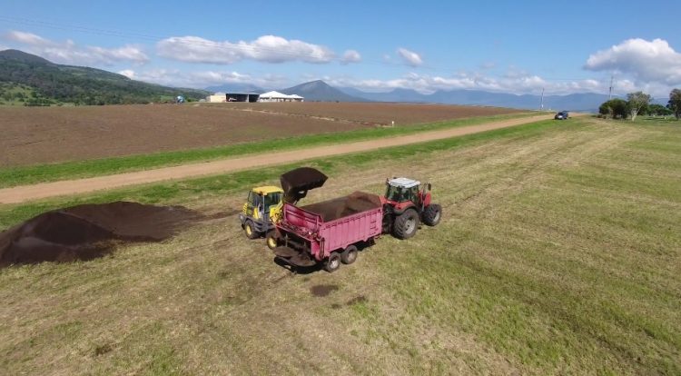 Spreading fresh cattle manure from Whyalla feedlot Texas Queensland ...