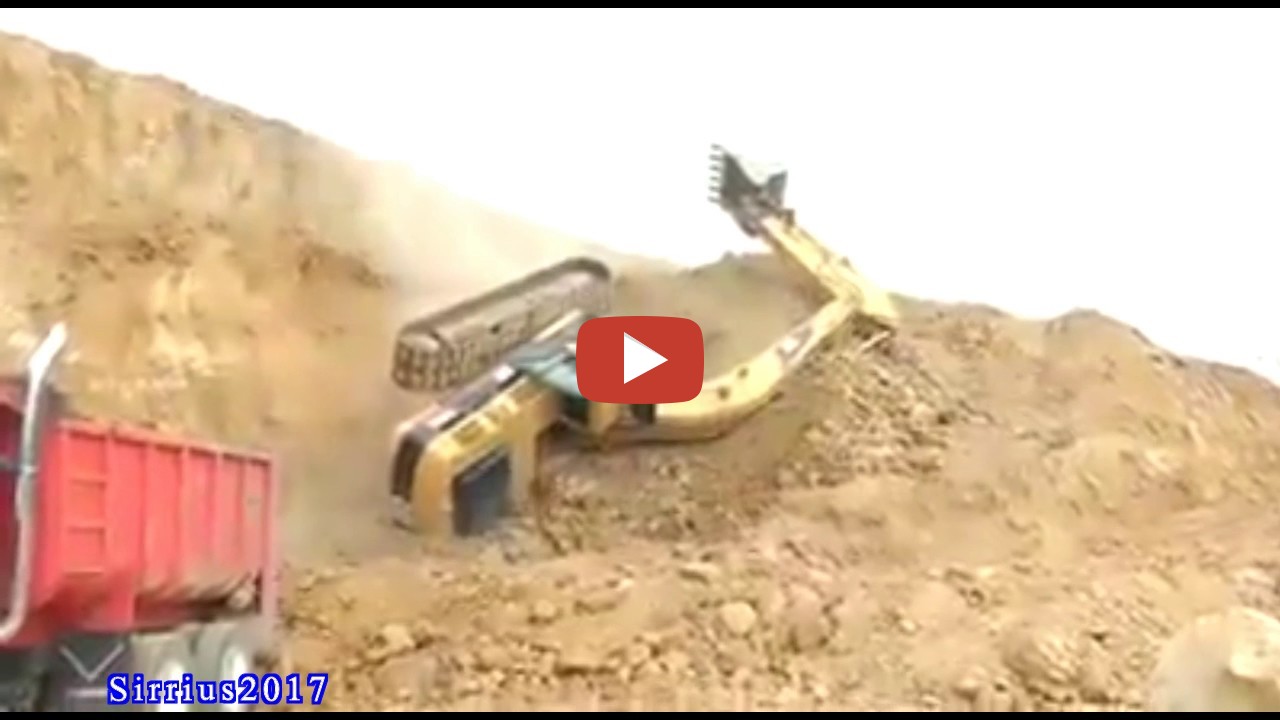 Excavator Operator Fall Down From Top Mountain