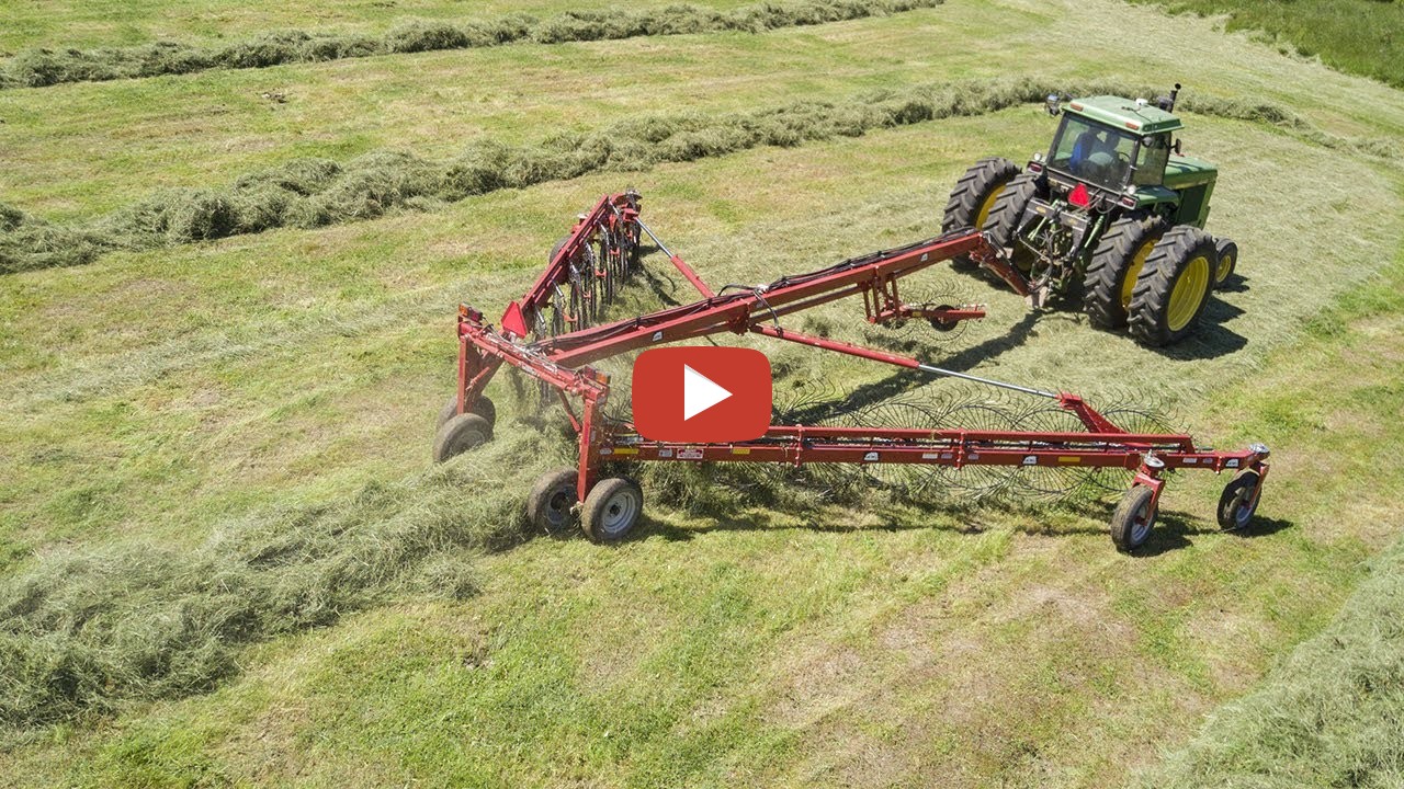Raking The Pasture - Rhino RDF14 & John Deere 4640 Dualled -- How Farms ...