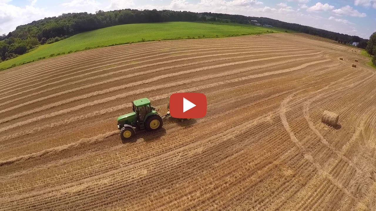 Baling Wheat Straw in Northeast Ohio - July 2017 -- Mike Less