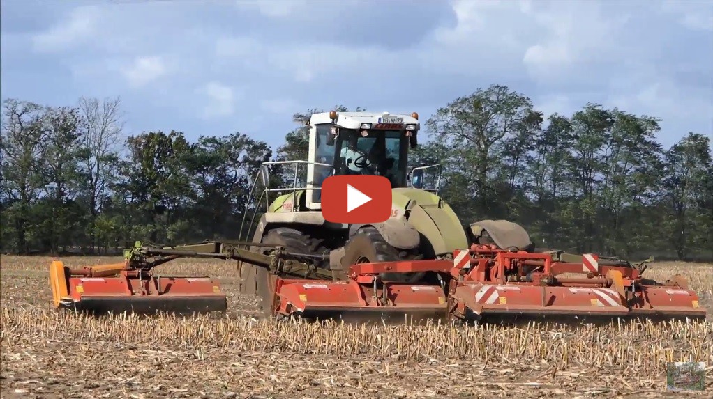 Mulching maize / corn stubbles with Claas Cougar 1400