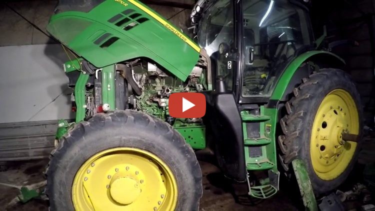 Pulling engine in preparation for engine rebuild. John deere 6170r ...
