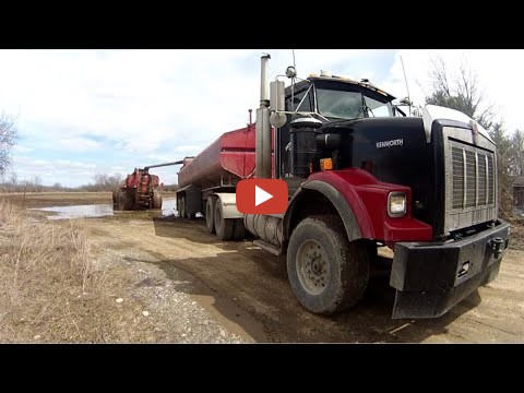 Hauling liquid manure with tractor trailer Kenworth C500 -- Andrew Hourigan