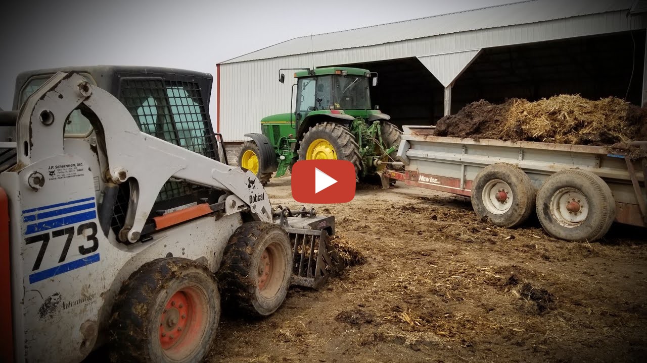 Steer Lot Clean Up John Deere 7600 Bobcat 773 Spreading Manure -- The Rest Of The Story