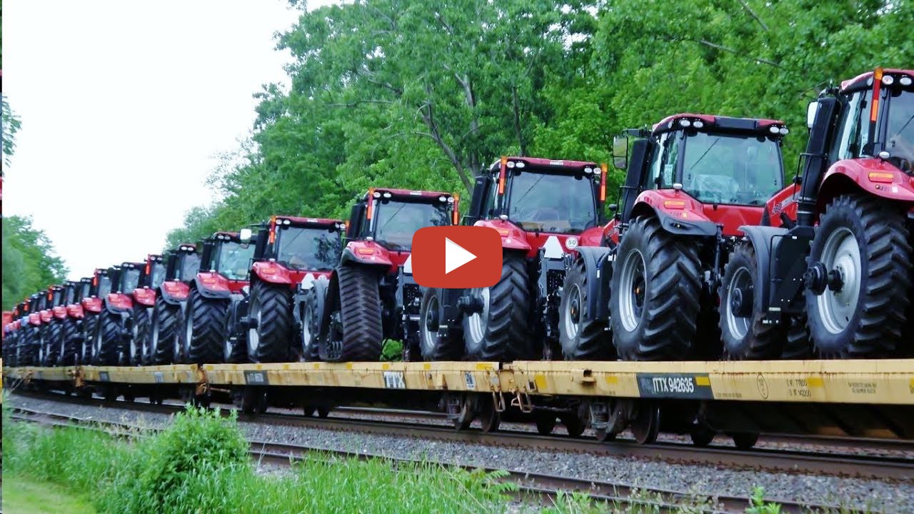 Dunkirk NY. Case and New Holland Farm Tractors on CSX Train 4K -- Wide ...