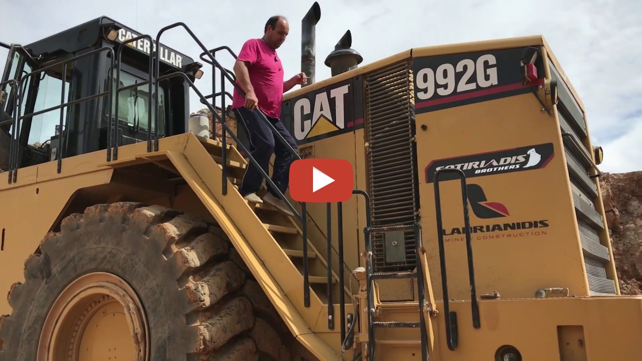 Cat 992G Wheel Loader Loading And Operator View - Sotiriadis Brothers -- Mega Machines Channel