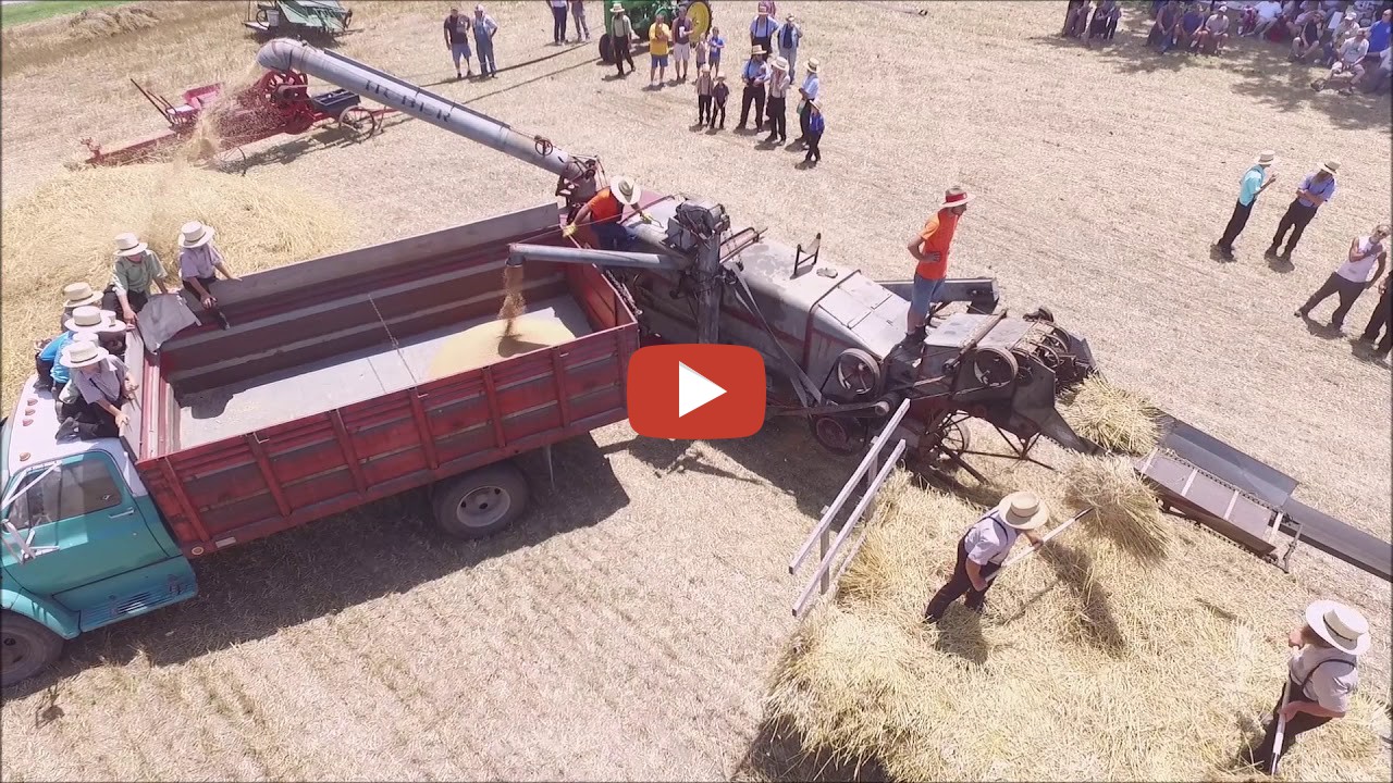 THRESHING IN MILTON, INDIANA 6-30-18 FRICK STEAM ENGINE HUBER THRESHER ...