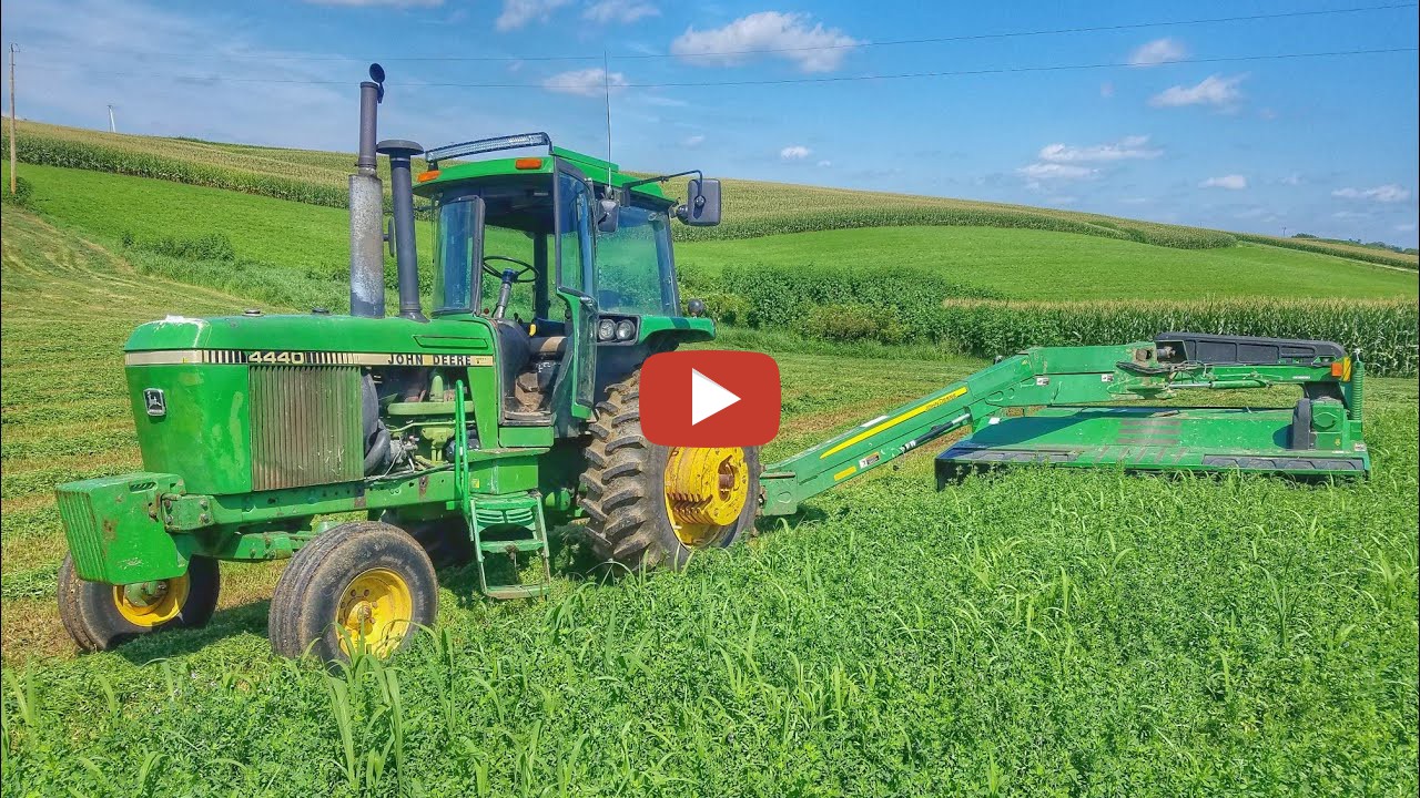 Mowing 3rd Crop Alfalfa with John Deere equipment -- iowadairyboys