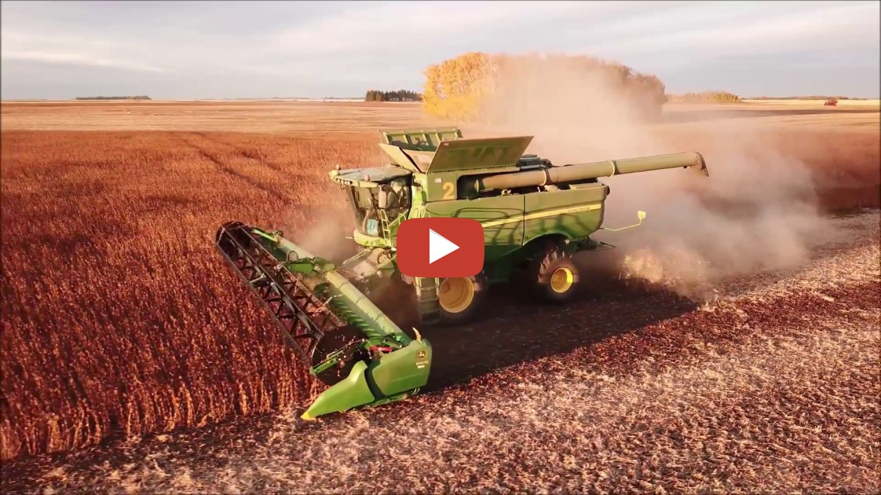 John Deere S690 combine with 640FD header combining soybeans in ...