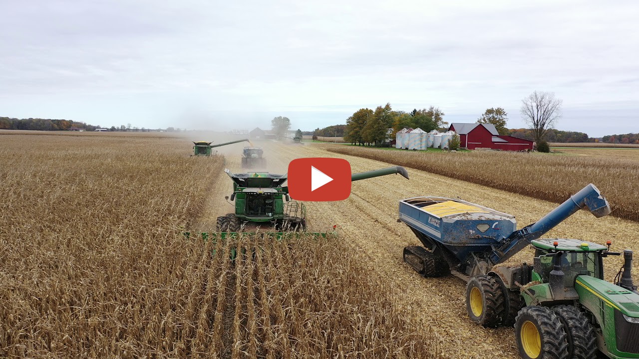 Tom Farms with three John Deere 780 Combines and 18 row heads supported ...