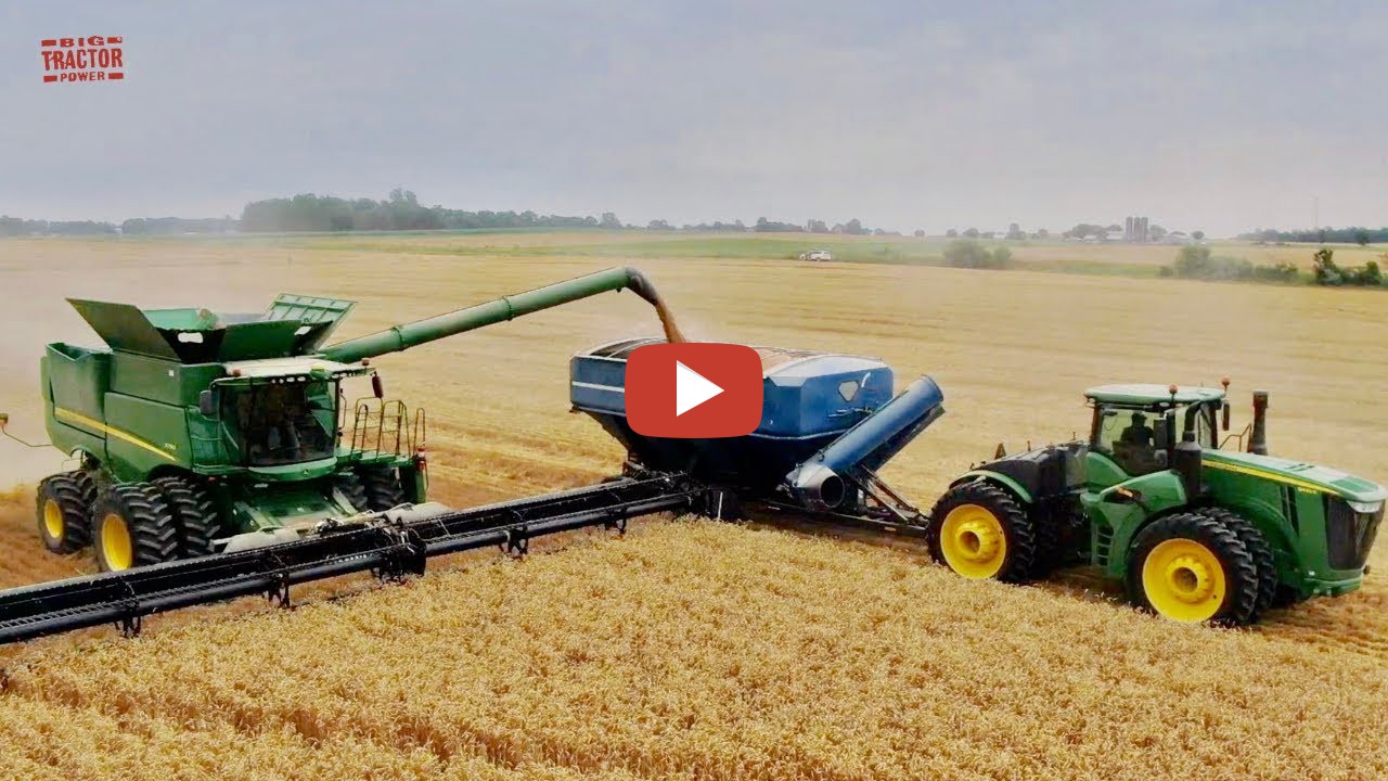 bigtractorpower -2019 wheat harvest with a John Deere 9420R 4wd tractor and Kinze 1105 Grain ...