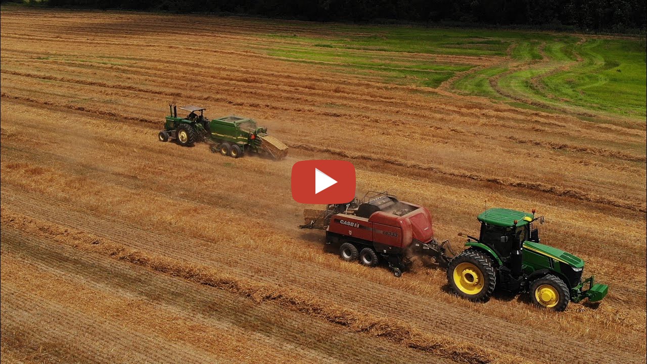 Baling straw 2019 Hourigan Family Dairy with John Deere 4620,7290R,100 ...