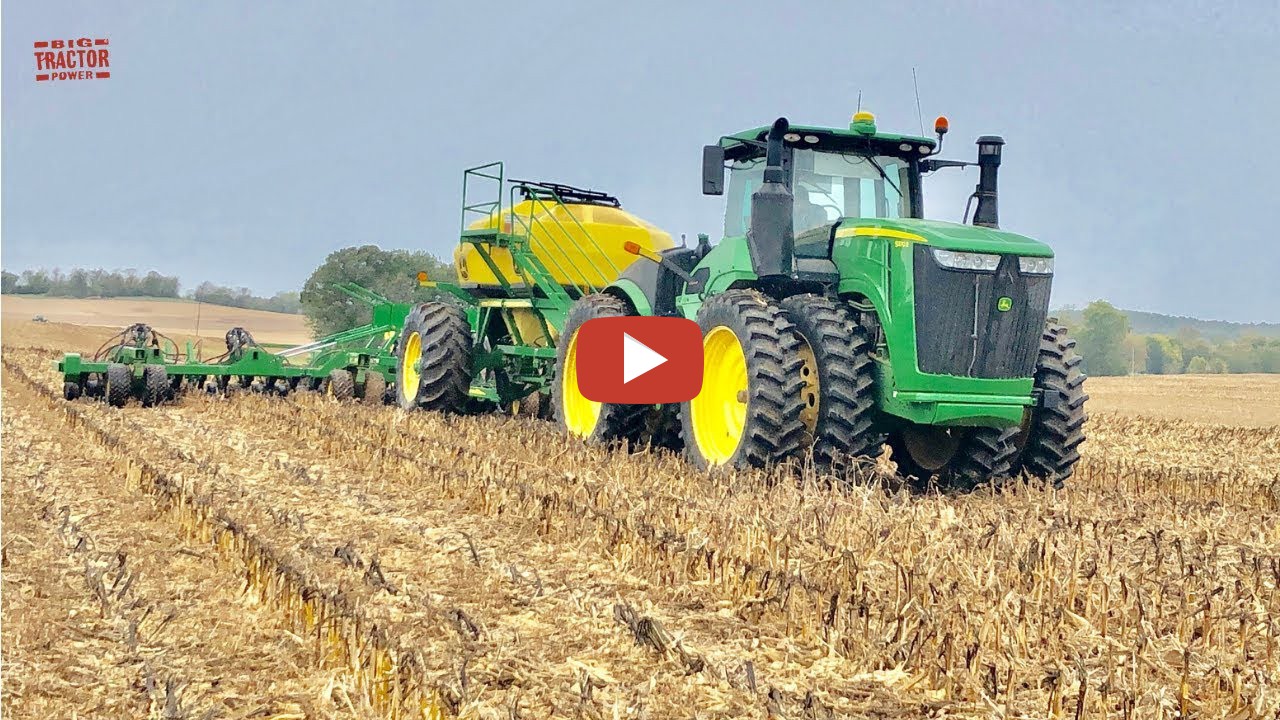 bigtractorpower -- 370 HP John Deere Tractor No-Till Seeding Wheat at into corn stalks with a ...