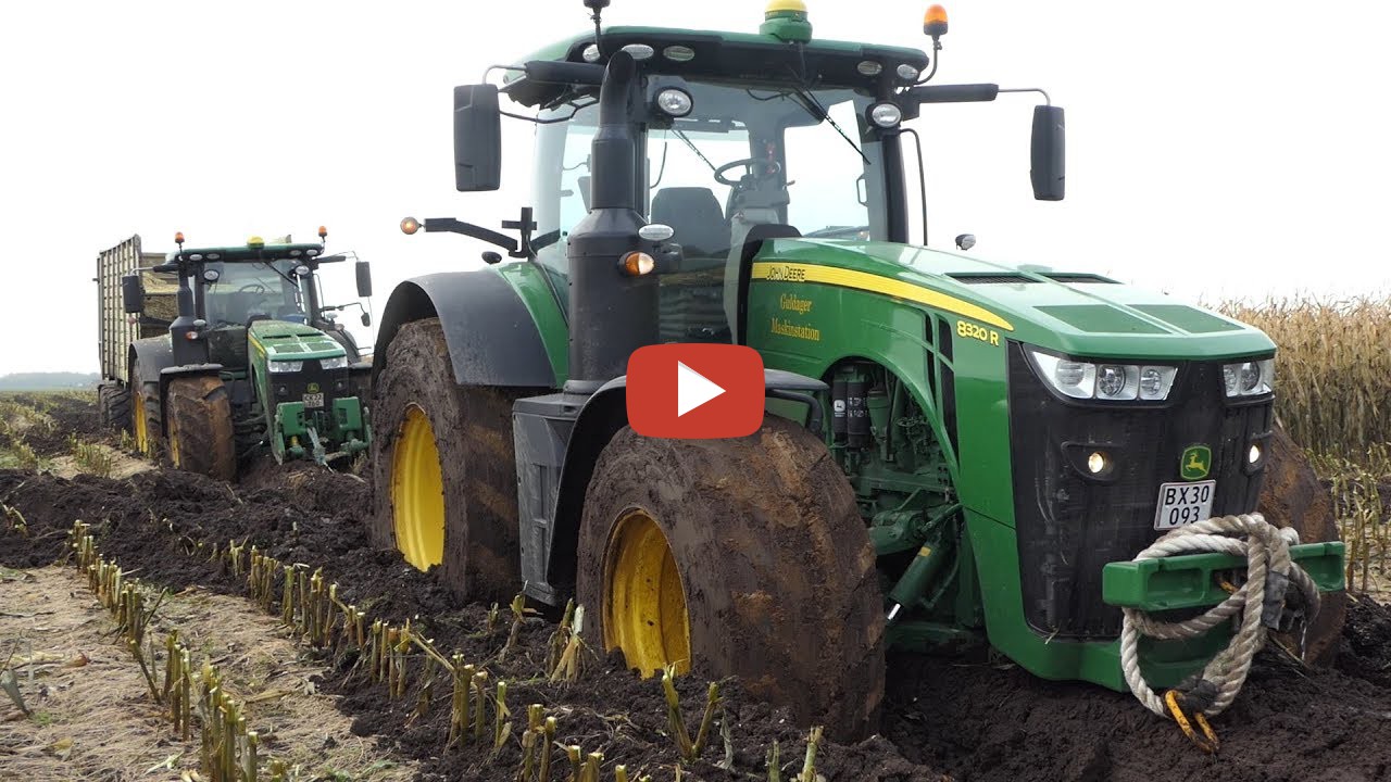 John Deere 8320R Gets TOTALLY STUCK in MUDHOLE During Corn Silage harvest 2019 Krone Big X
