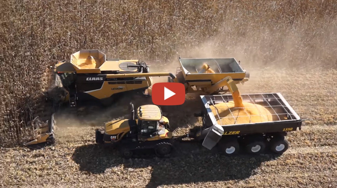 Claas Lexion 780 - Muddy Day - Combine towing a grain cart and weather ...