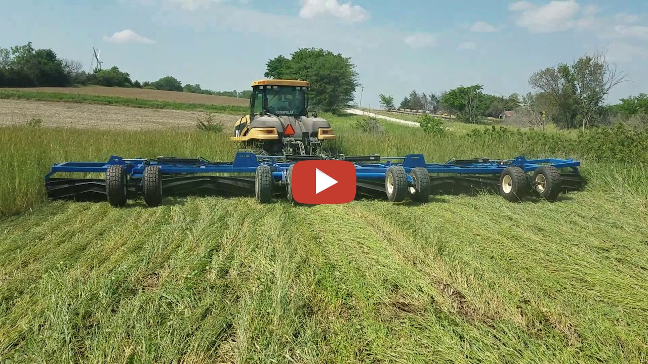 Testing a 42' roller crimper on emerged soybeans crimping cereal rye ...