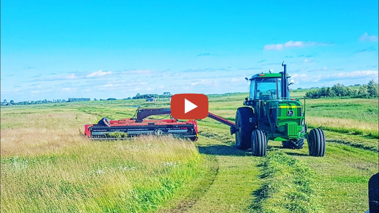 Cutting hay with the 4640 and Case ih mower. , checking crops and ...