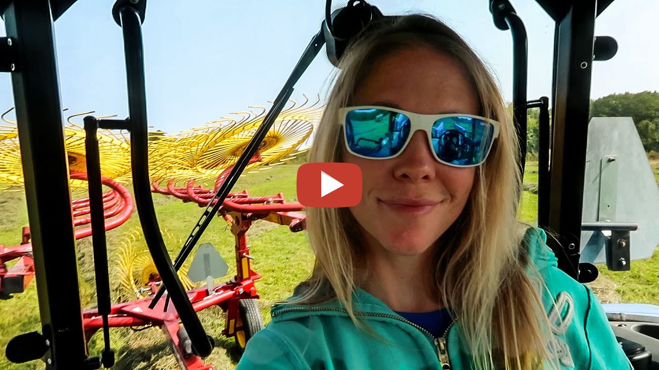 WT Farm Girl Videos -- It's time to rake the hay! A 4-bar rake vs. an ...