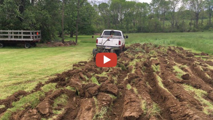 Plowing Field With a Pickup -- Plowing up some turf with a 2 bottom ...