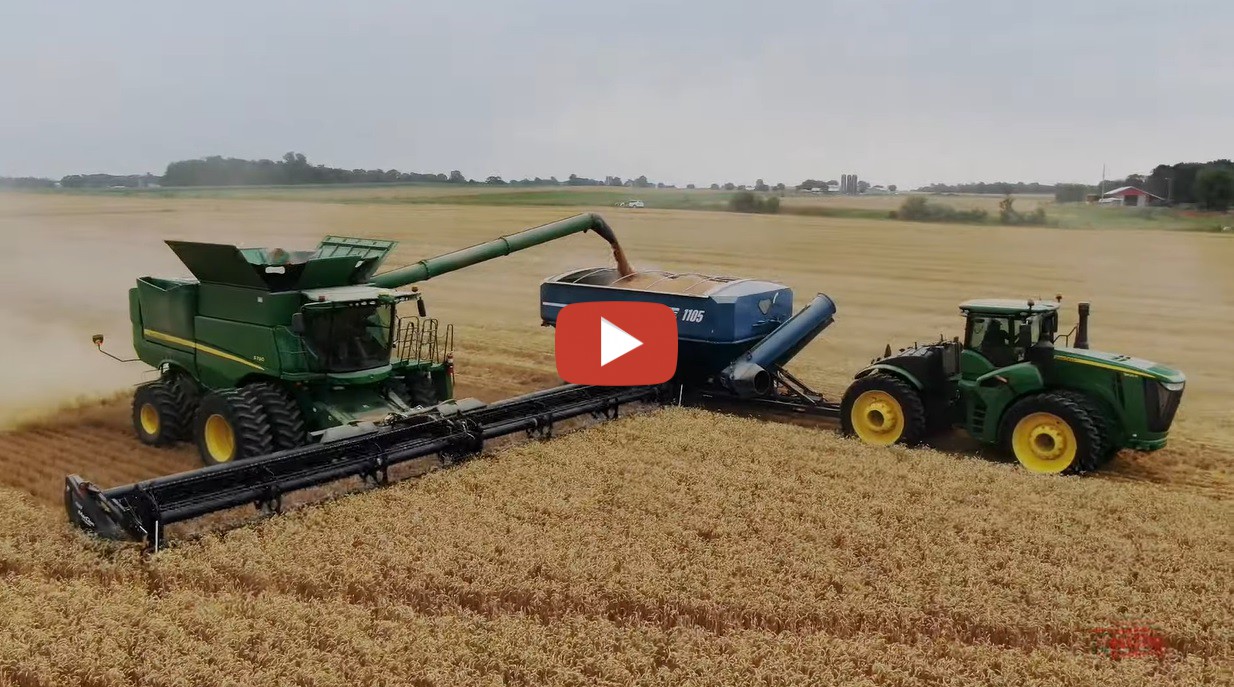 bigtractorpower -1,200 Bushels at a Time- Wheat harvest with a John Deere 9420R 4wd tractor and ...