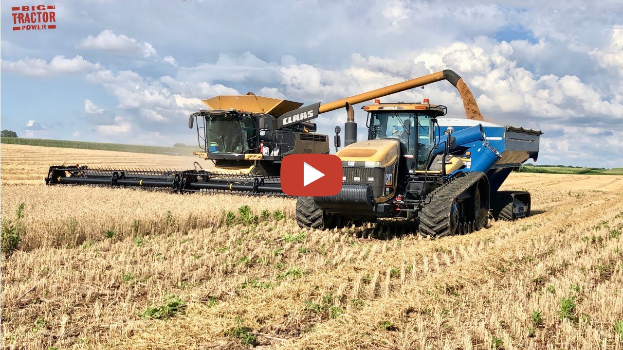 bigtractorpower -- A pair of CLAAS Lexion 760TT Combines harvesting wheat. These 385 bu. 503 hp ...