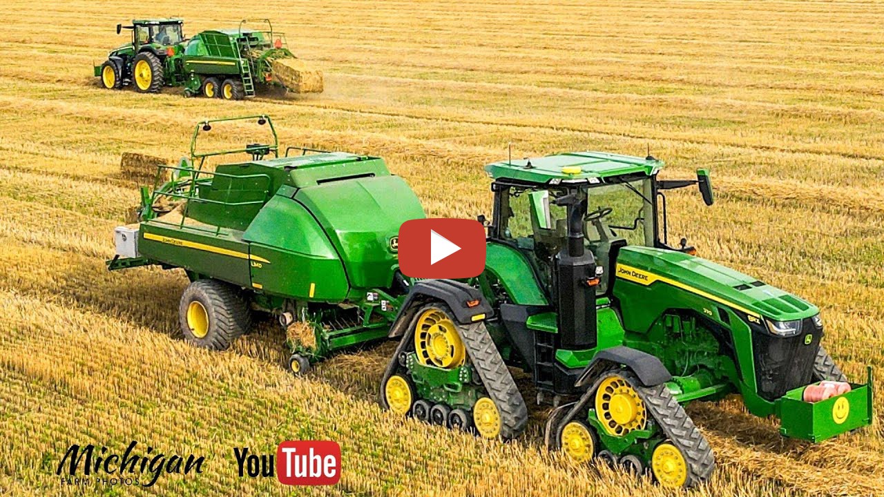 Straw baling 2021 -- John Deere 8RX 370 and John Deere 8R 370 are ...